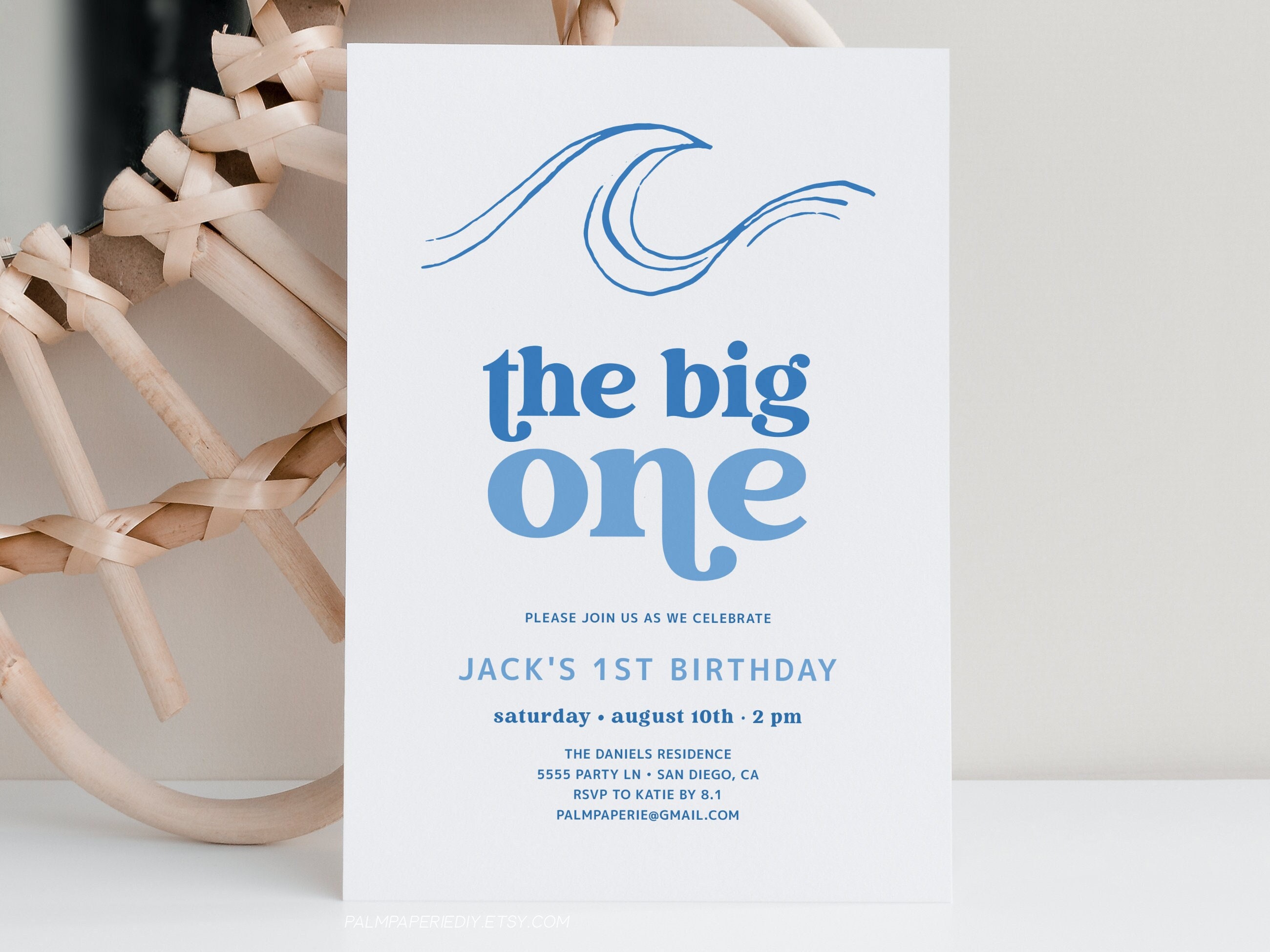The Big One Invitation 1st Birthday Invite Template Surf - Etsy México