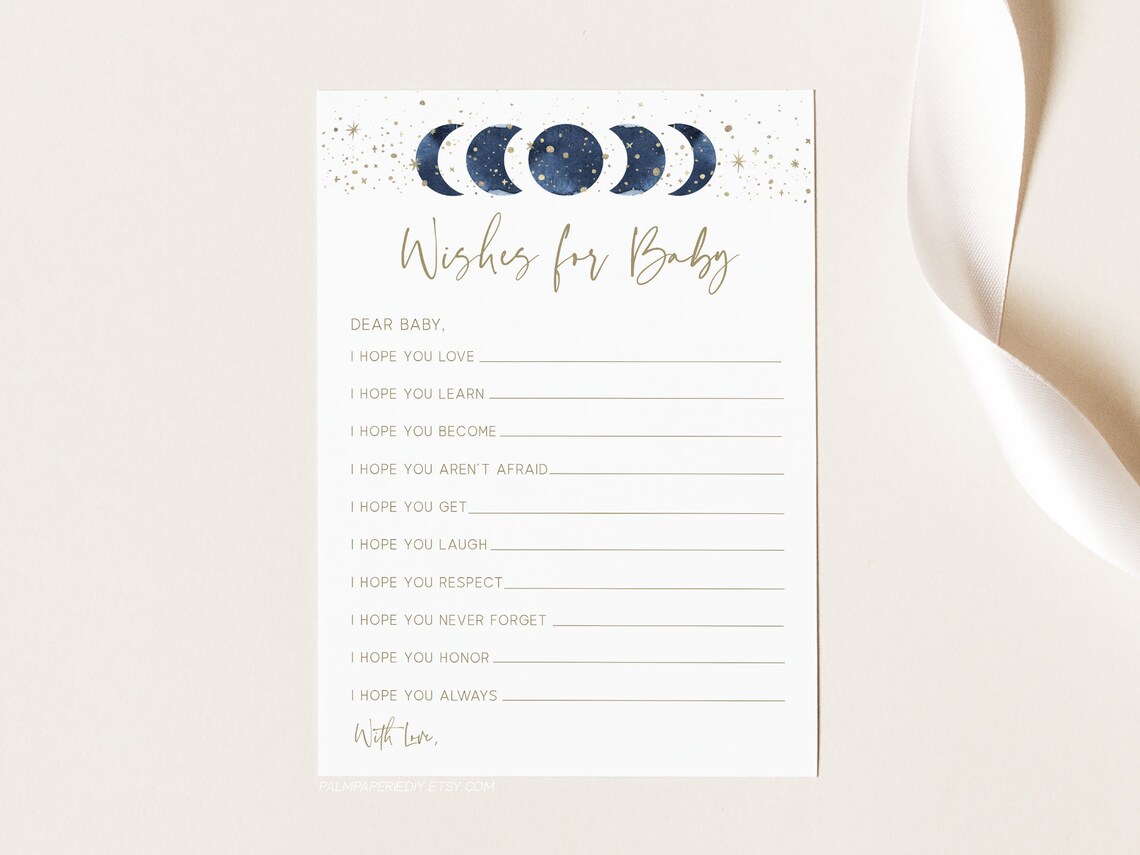 Wishes for Baby Moon Stars Over the Moon Baby Shower - Etsy