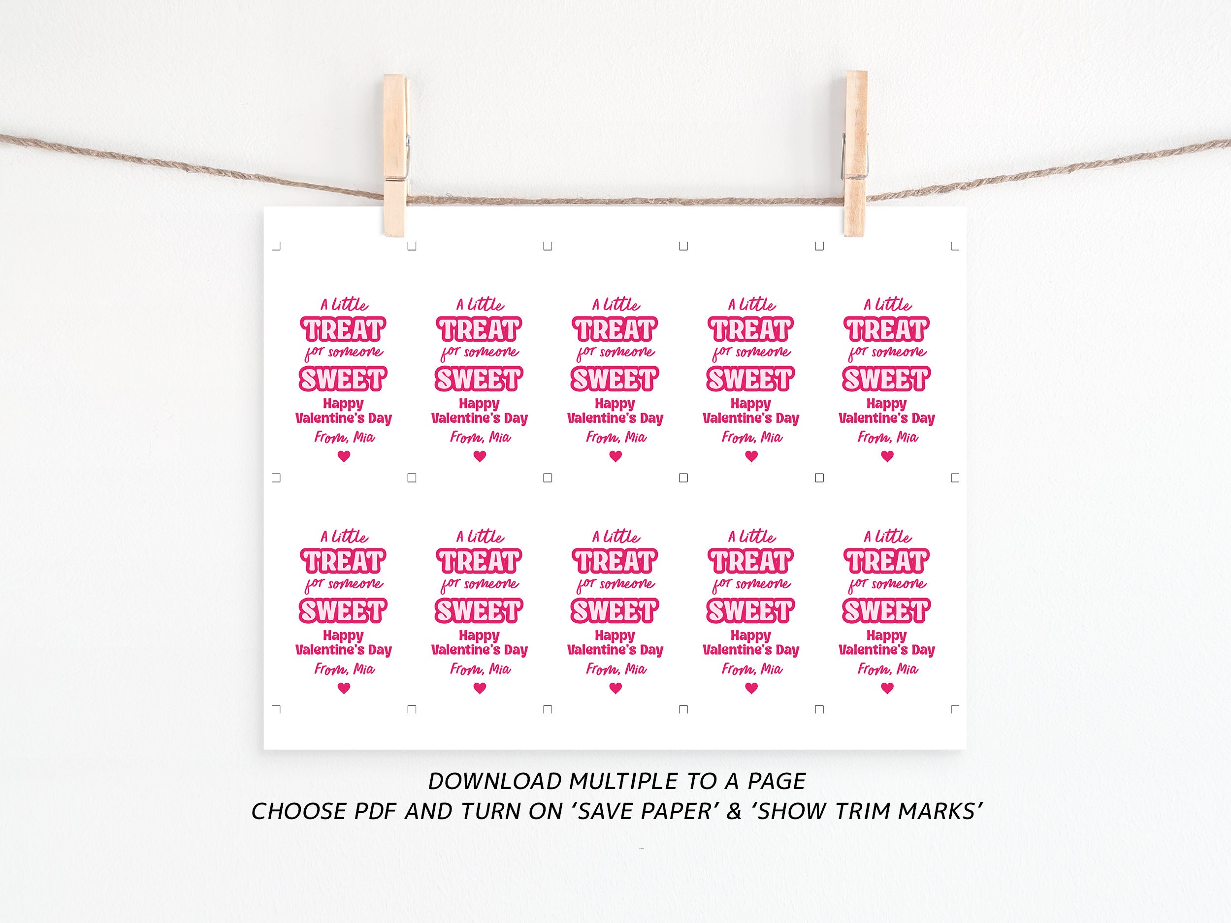 Printable Valentine, Treat for Someone Sweet, Classroom Tag Valentines ...