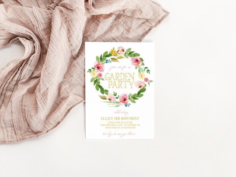 Spring Garden Birthday Invitation for Girl Digital Download - Etsy