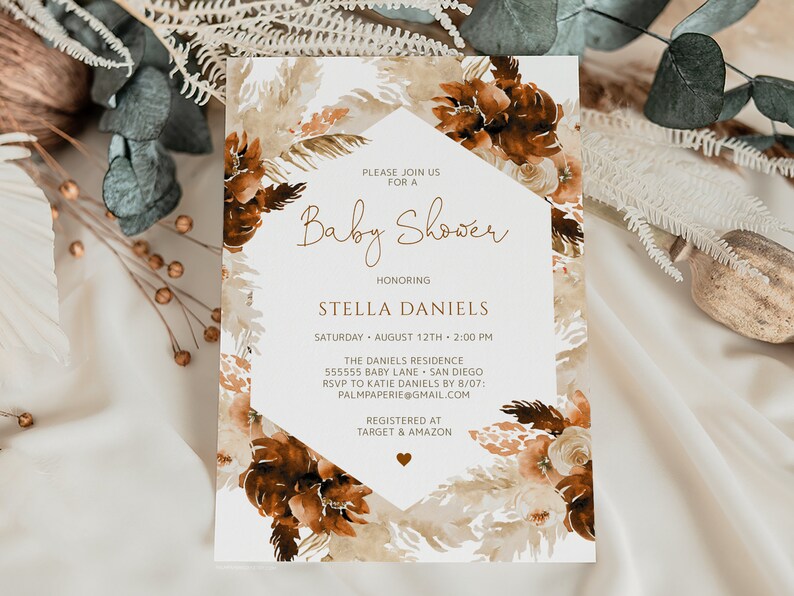 Rust Baby Shower Invitation Fall Invites Instant Download - Etsy