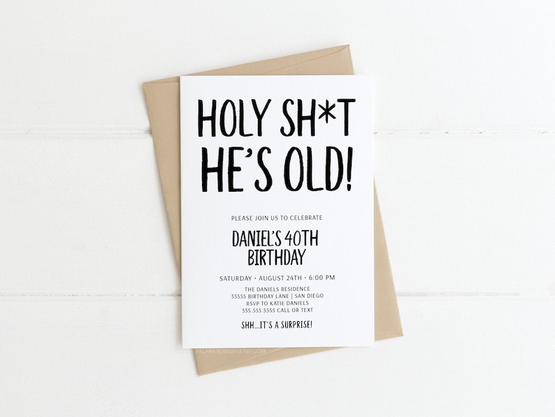 Adult Birthday Invitation For Men Funny Instant Download Etsy