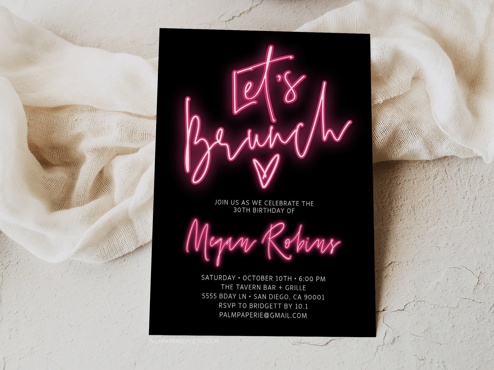 Brunch Invitation Digital Neon Light Lets Brunch Birthday - Etsy