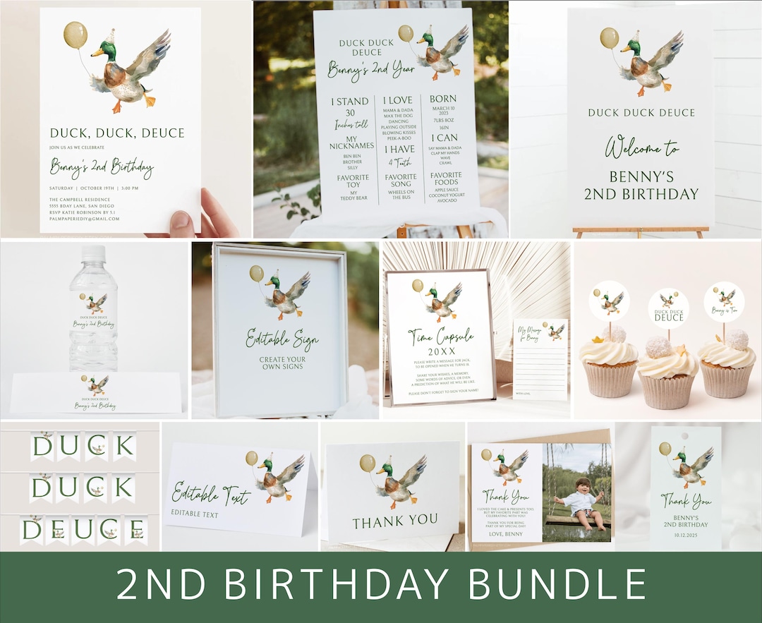 Duck 2nd Birthday Party Bundle: Duck Duck Deuce Theme (digital Download ...
