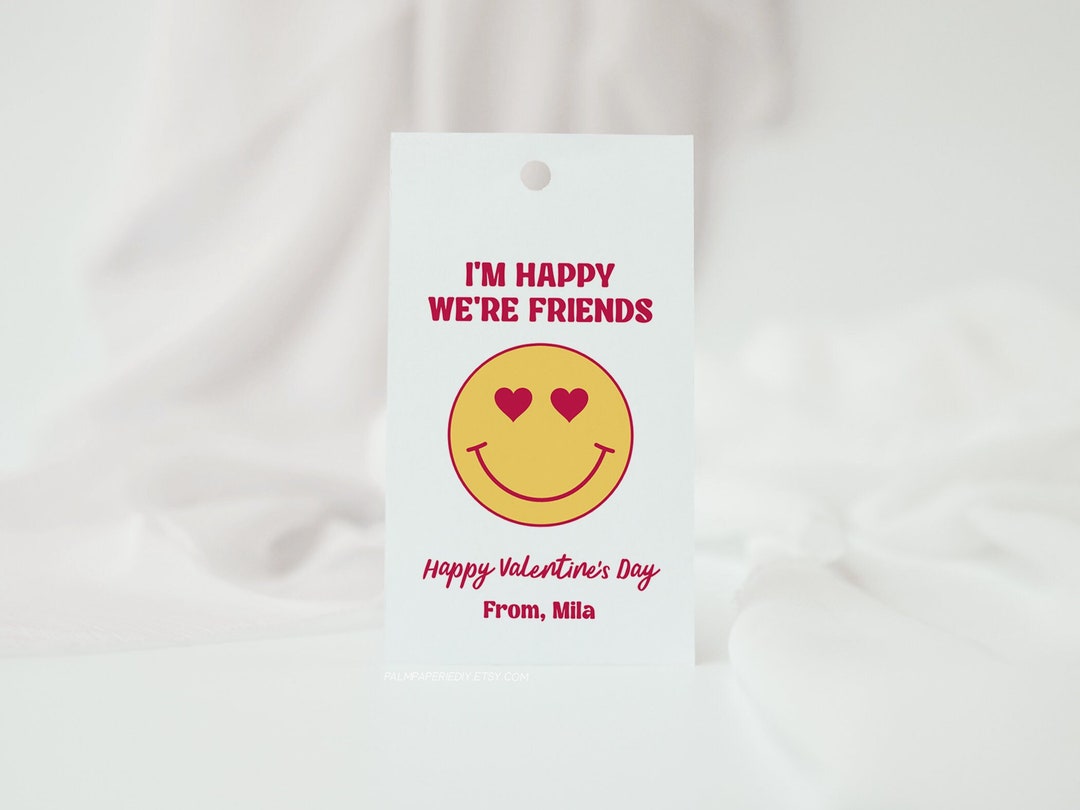 Printable Classroom Valentine, Happy We're Friends, Valentines Day Tag ...