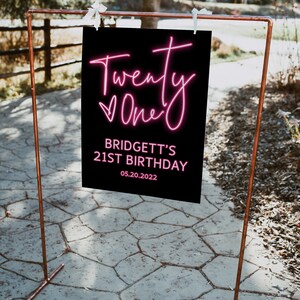 21st Birthday Welcome Sign, Neon Light, Hot Pink, Twenty One Bday ...