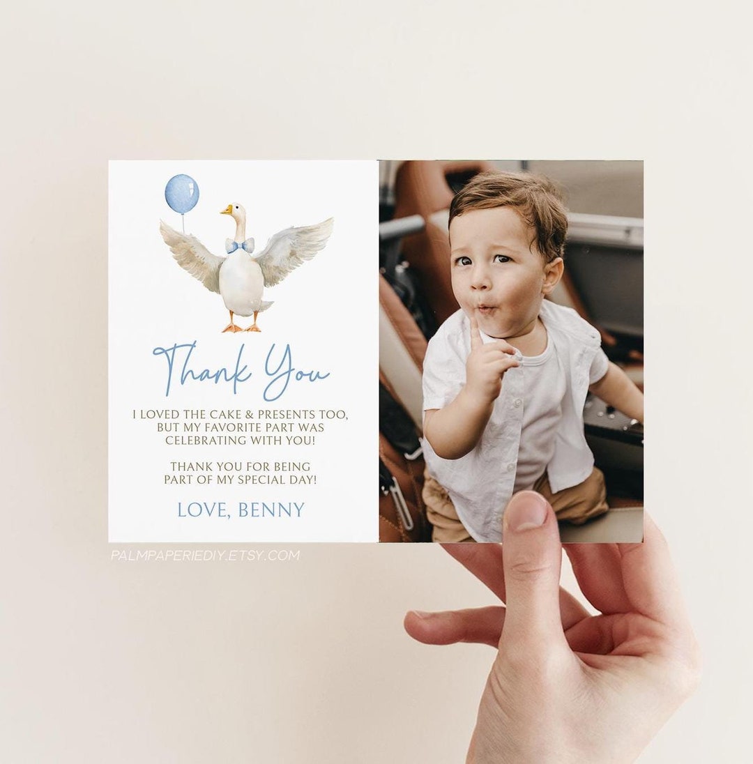 Silly Goose Birthday Thank You Card Template With Photo, One Silly ...