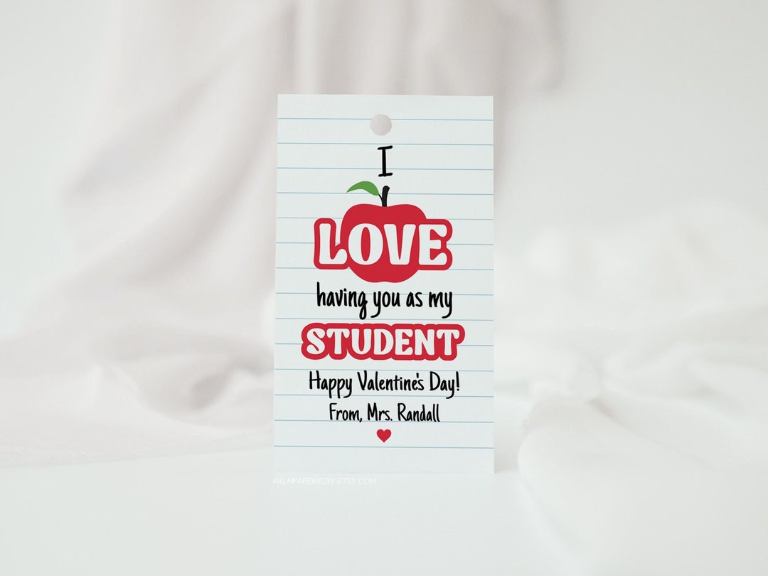 Valentine From Teacher, Classroom Valentines Day Tag, for Student ...