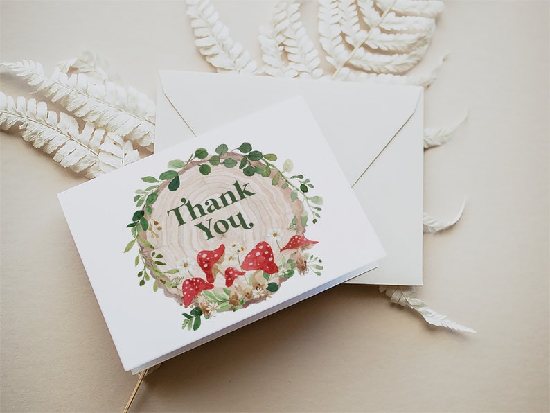 Mushroom Thank You Card Template Birthday Baby Shower - Etsy