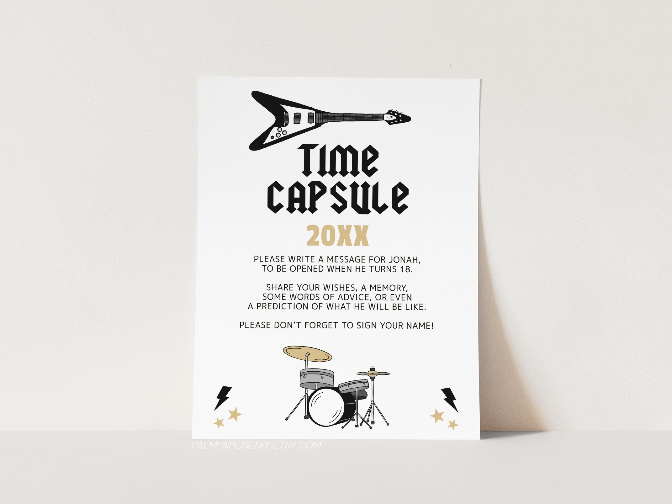 Rock Star Birthday Time Capsule, Digital Download, 1st Bday Activity ...