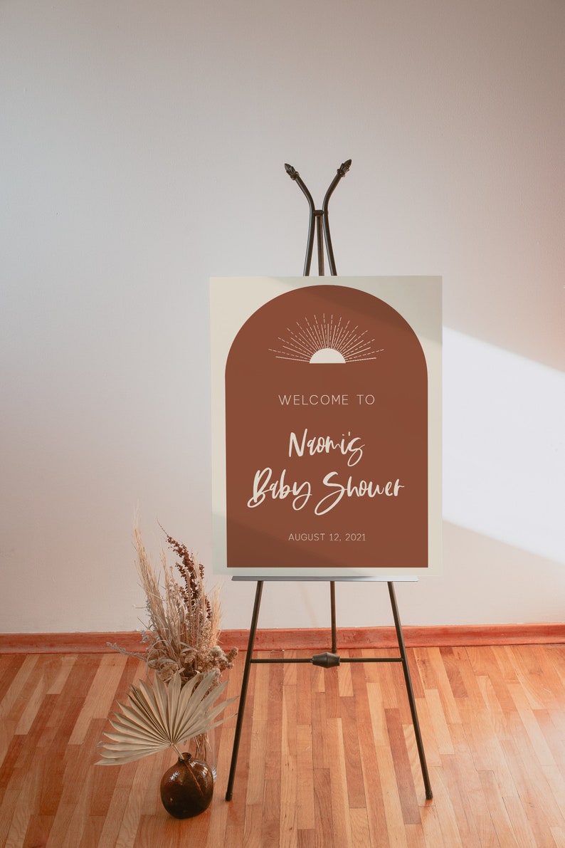 Rust Welcome Sign Template Modern Arch Boho Sun Bridal | Etsy