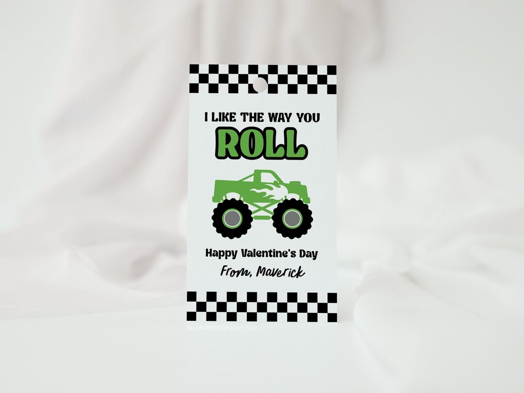 Monster Truck Printable Valentine for Classroom, School Valentines Day ...