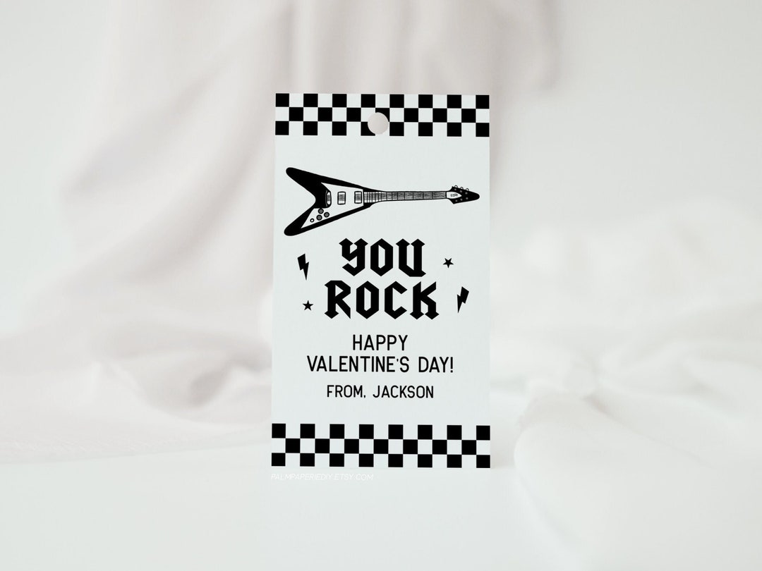 You Rock Printable Valentine, Printable Classroom Tag, Boy, Digital ...