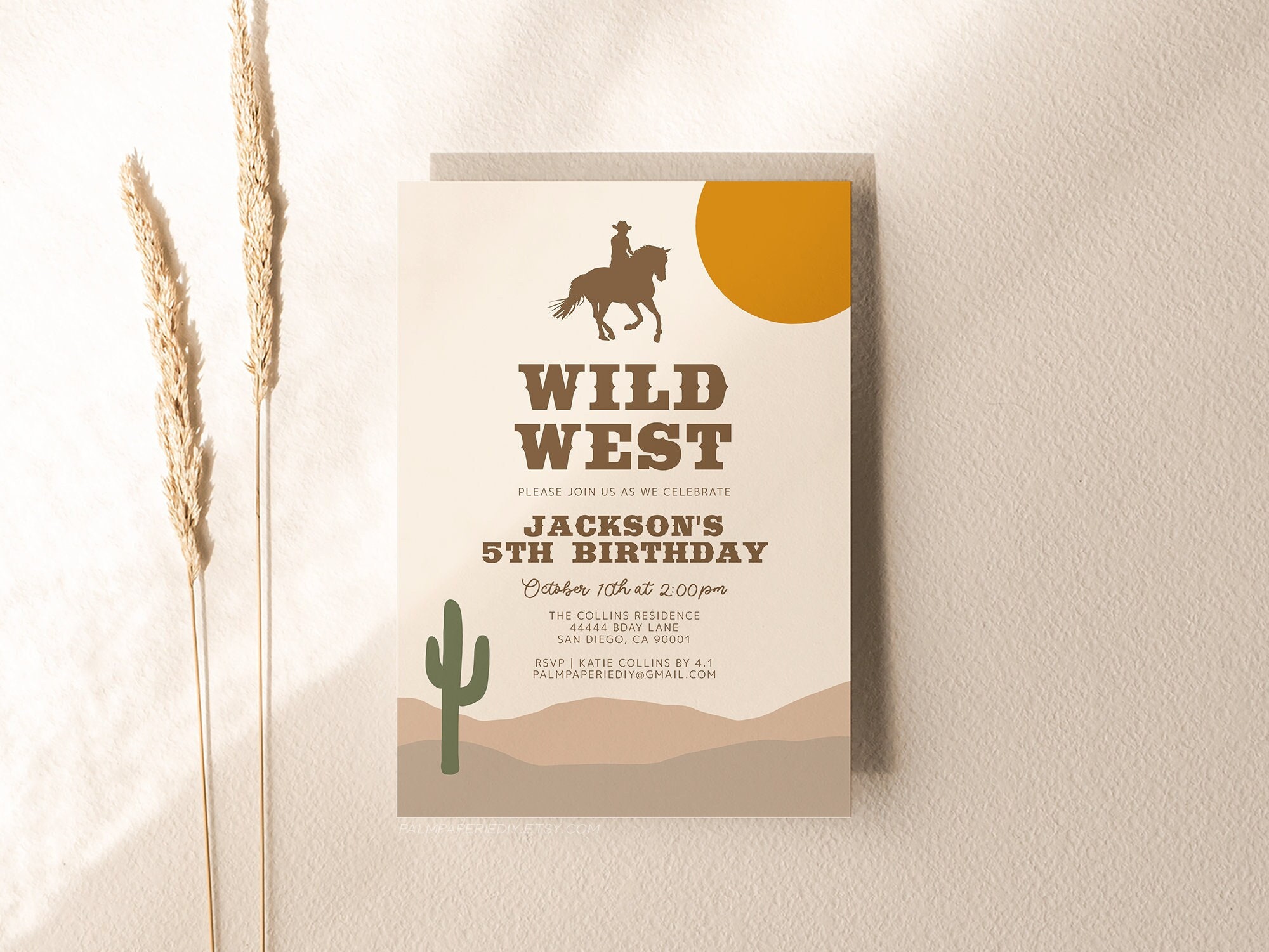 Wild West Birthday Invitation for Boy, Editable Template, Kids Bday ...