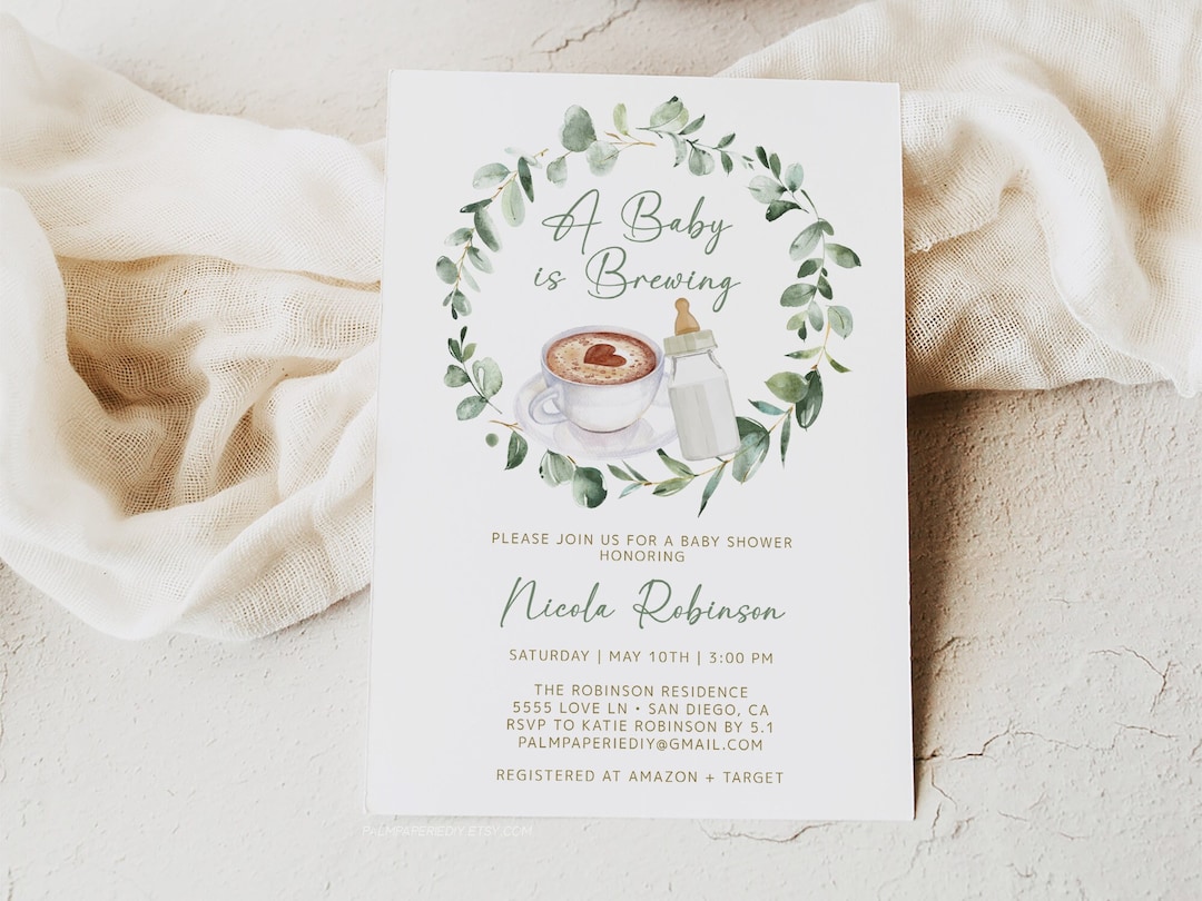 Coffee Baby Shower Invitation, Baby is Brewing Theme, Digital Download ...