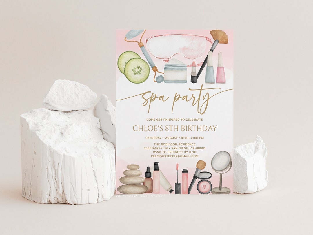 Spa Day Birthday Party Invitation, Girl Bday Invites, Pamper Party ...