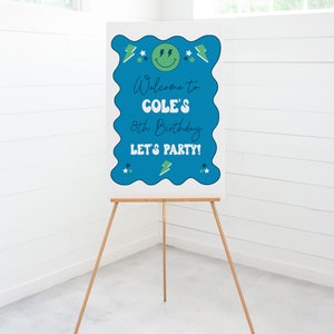 Boy Birthday Party Welcome Sign Template, Rad Smile Party Signage Decor ...