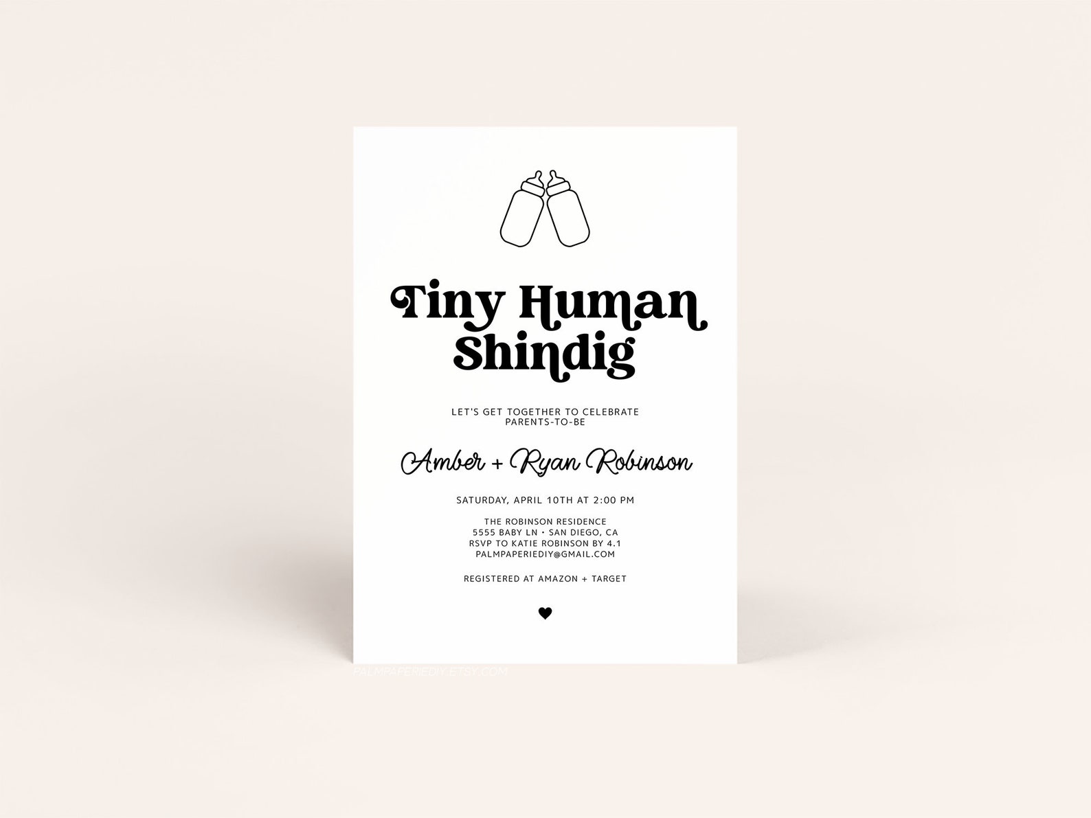 Tiny Human Shindig Baby Shower Invitation, Gender Neutral, Editable ...