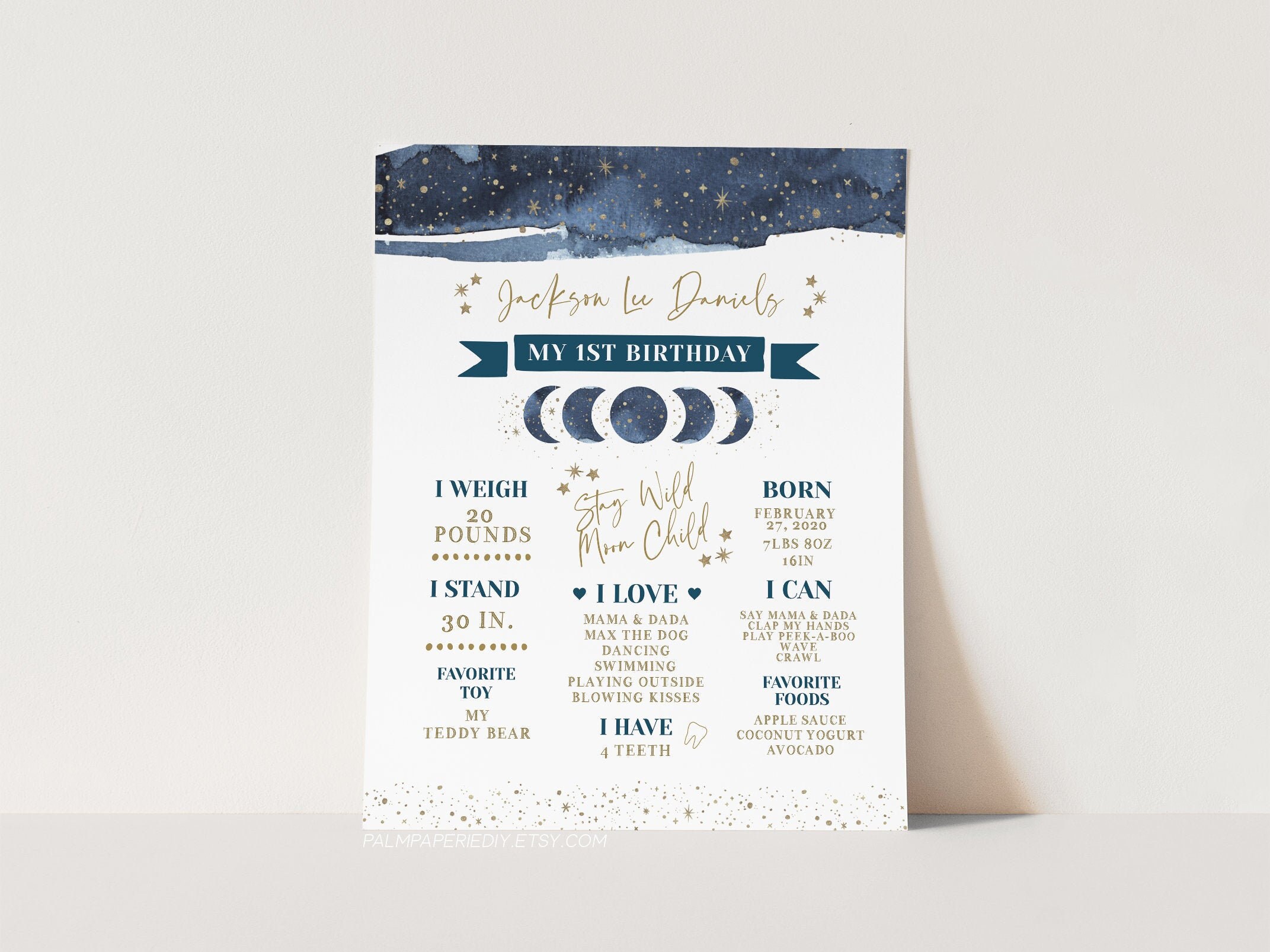 Moon Theme 1st Birthday Party Milestone Board Celestial - Etsy