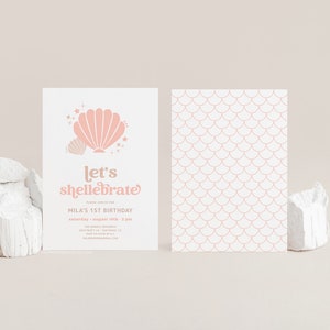Sea Shell Invitation, Shellebrate Birthday Invite, Digital Download ...