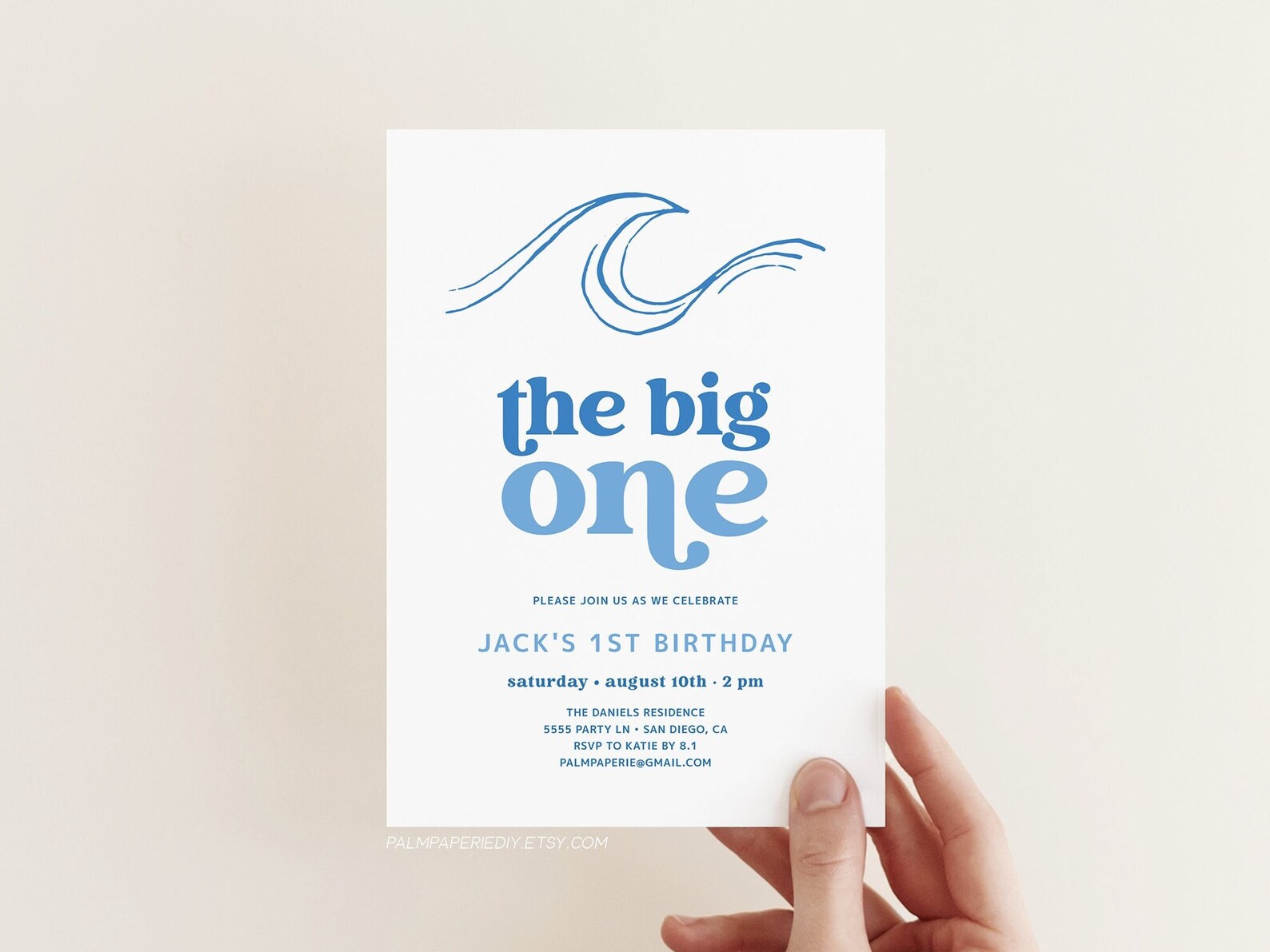 The Big One Invitation, 1st Birthday Invite Template, Surf Beach Theme ...