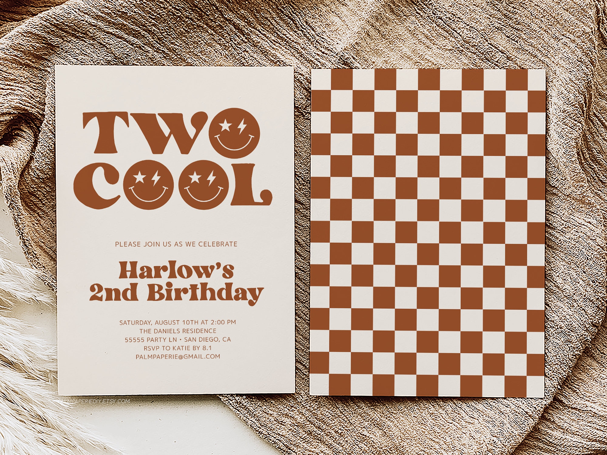 2nd Birthday Invitation Two Cool Invite Template Smile Face - Etsy