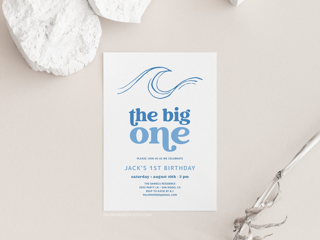 The Big One Invitation 1st Birthday Invite Template Surf - Etsy