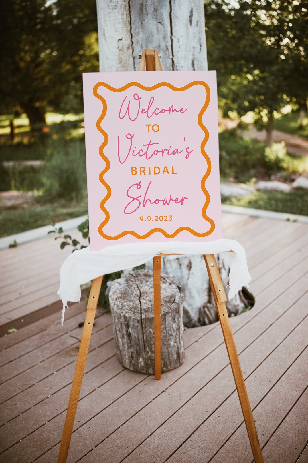 Wavey Retro Welcome Sign Template, Bridal Shower Baby Shower for Girl ...