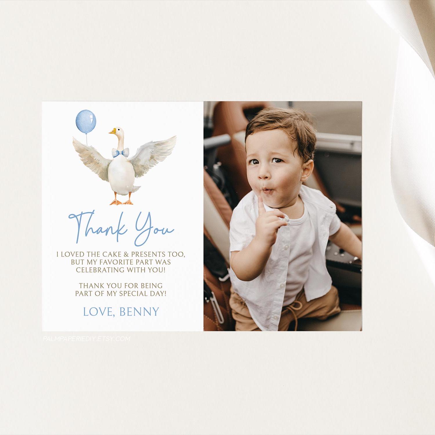 Silly Goose Birthday Thank You Card Template With Photo, One Silly ...