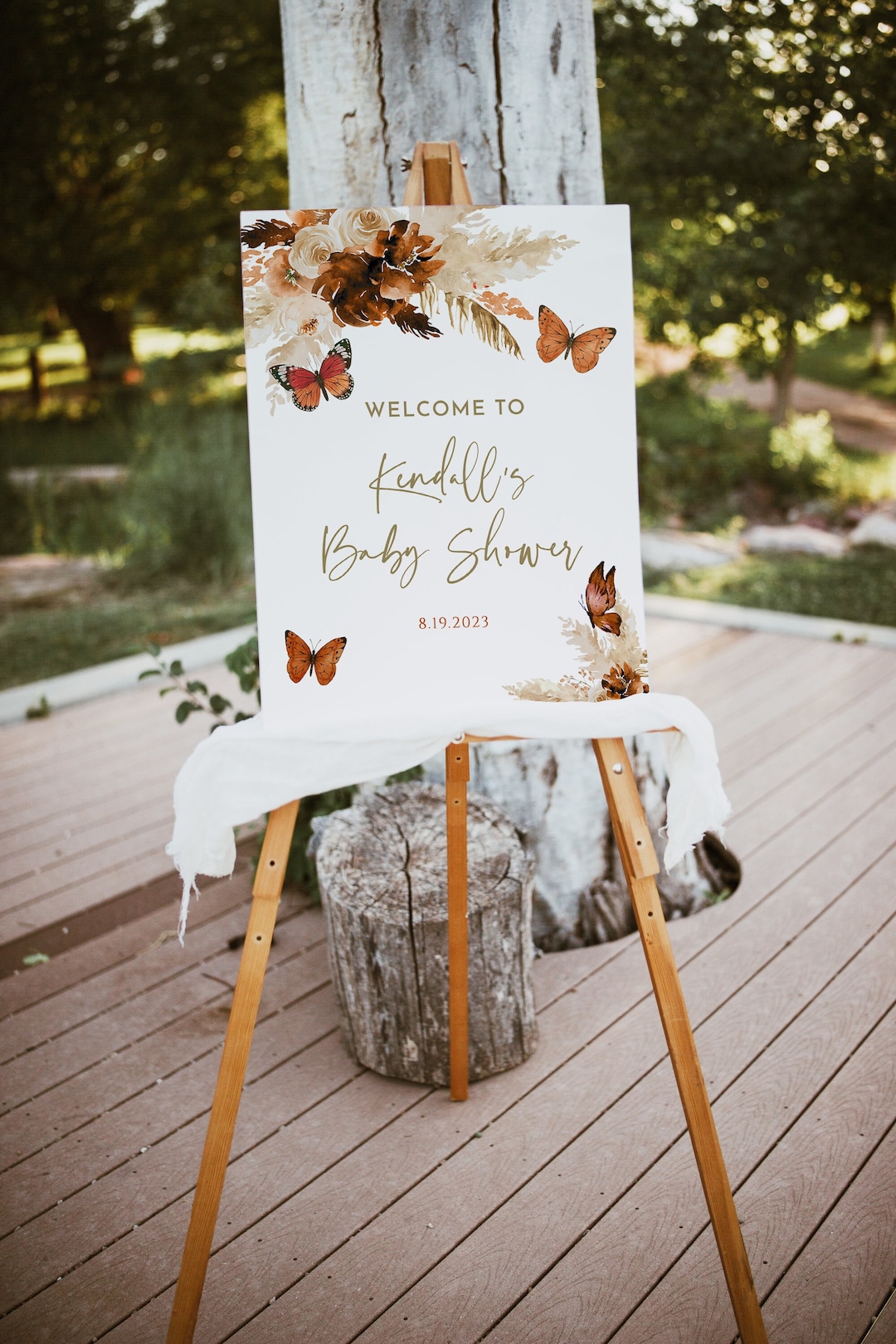 Butterfly Baby Shower Welcome Sign Template, Rust, Digital Download ...