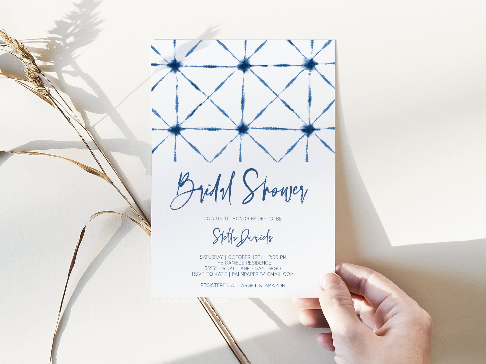 Indigo Wedding Invitation Template - Etsy