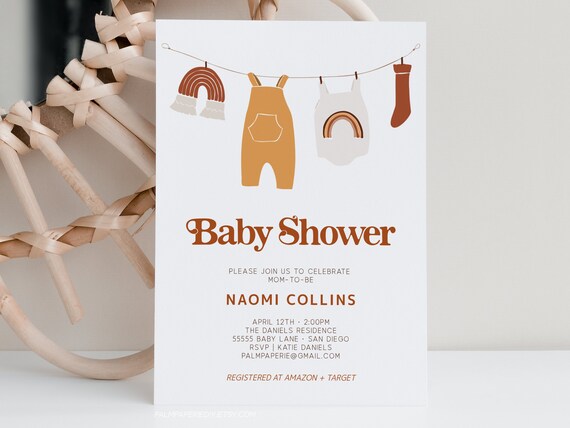 Invitations & Announcements Paper & Party Supplies Paper Rust Baby ...