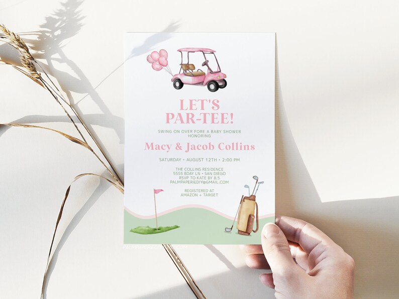 Golf Baby Shower Invitation Girl Golfing Theme Invites - Etsy