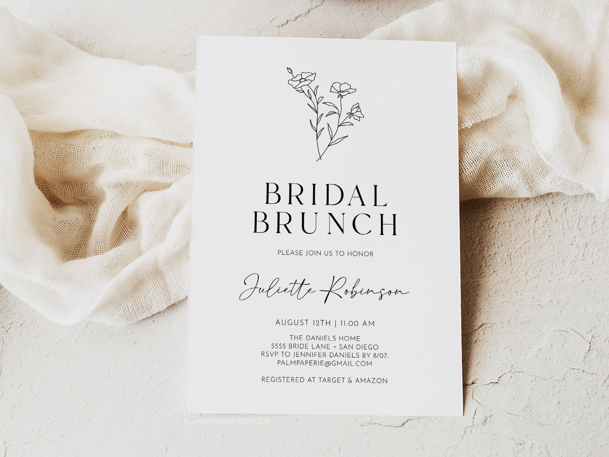 Bridal Brunch Invitation Template, Instant Download, Simple Shower ...
