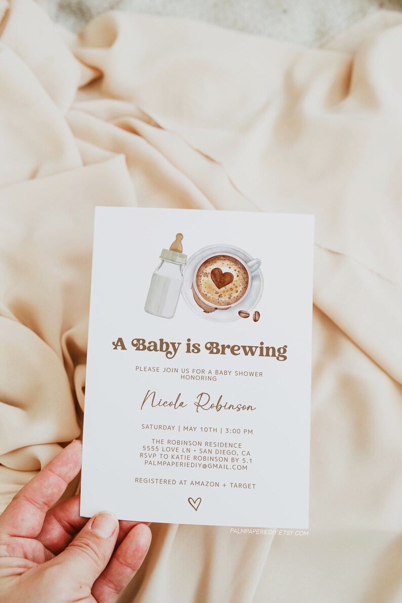 Coffee Baby Shower Invitation Template Baby is Brewing - Etsy