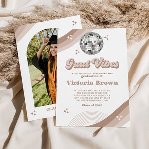 Disco Graduation Invitation, Digital Download, Grad Party Invites ...