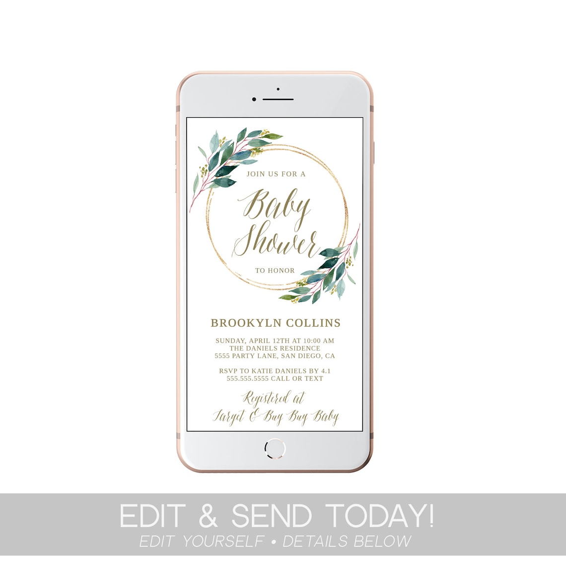 Electronic Baby Shower Invitation Instant Download Template | Etsy