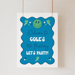 Boy Birthday Party Welcome Sign Template, Rad Smile Party Signage Decor ...