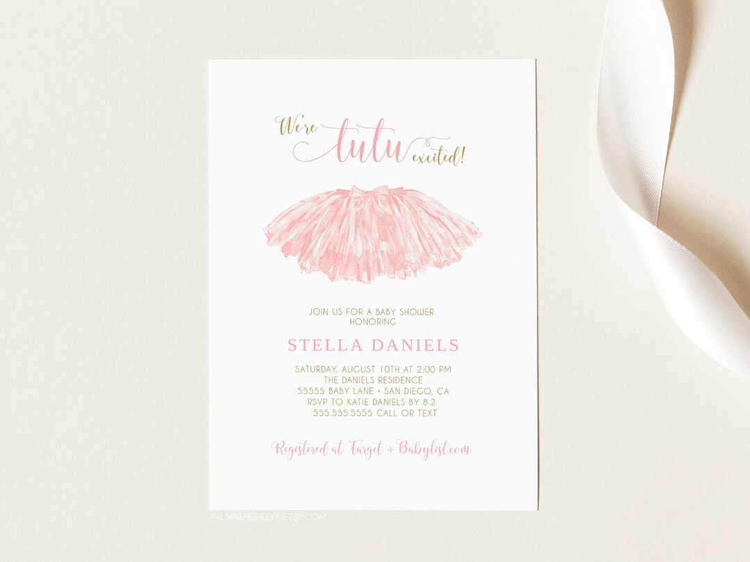 Tutu Baby Shower Invitation, Instant Download, Girl, Tutu Excited ...
