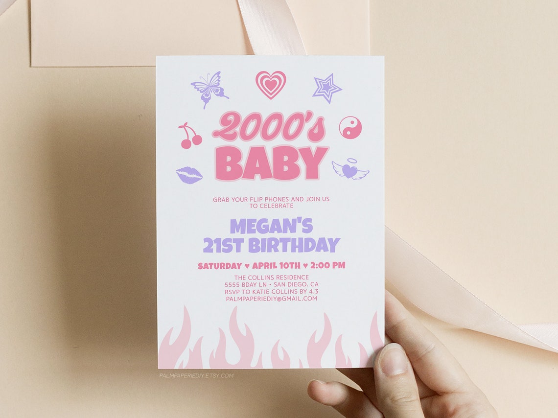 Y2k Party Invitation 2000s Theme Birthday Invite Template | Etsy