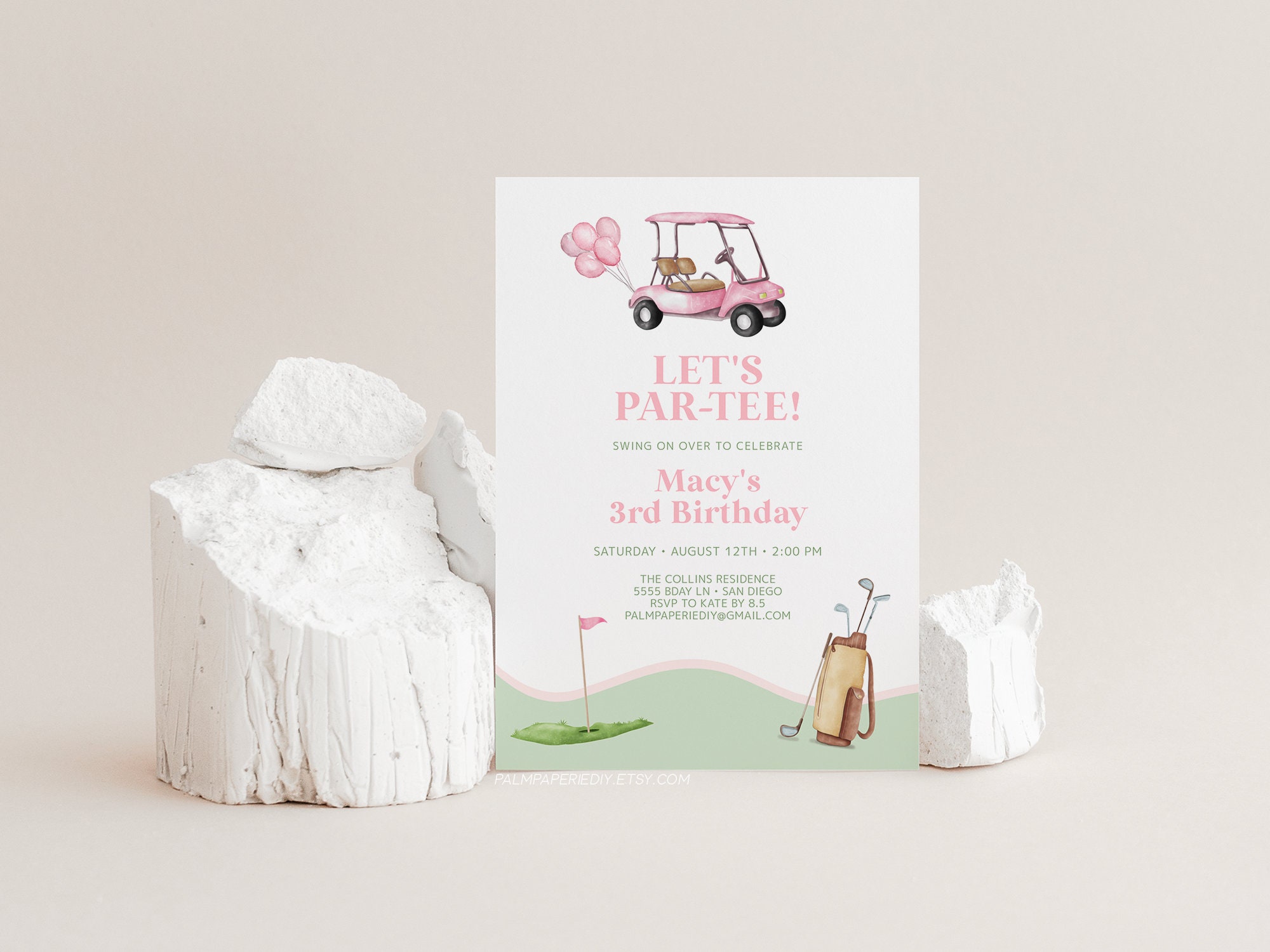 Golf Birthday Party Invitations for Girl Golfing Partee - Etsy