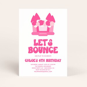 Bounce Birthday Party Invitation Template, Girl, Jump Play Bday Invite ...