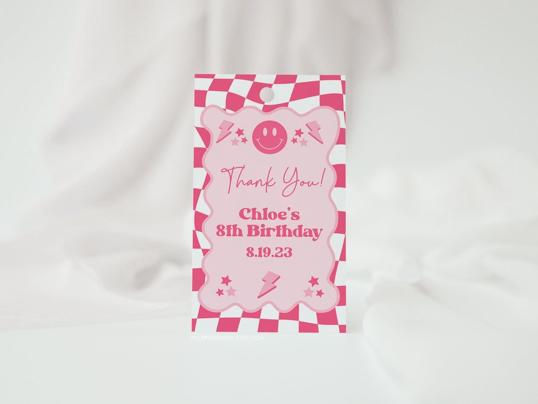 Preppy Birthday Favor Tag Template, Girl Birthday Thank You Tags ...