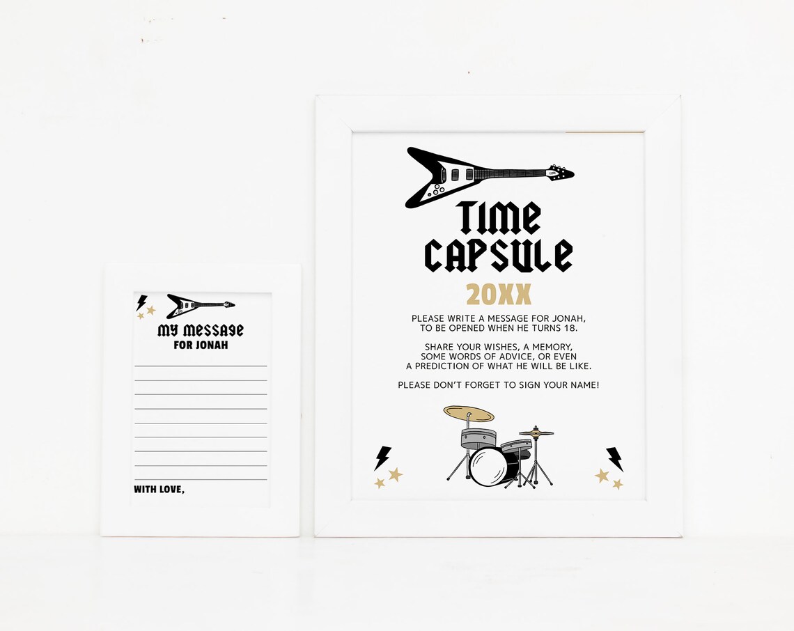 Rock Star Birthday Time Capsule, Digital Download, 1st Bday Activity ...