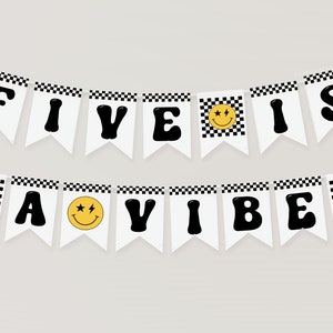 Five is a Vibe Banner Template, Digital Download, 5th Birthday Bunting ...