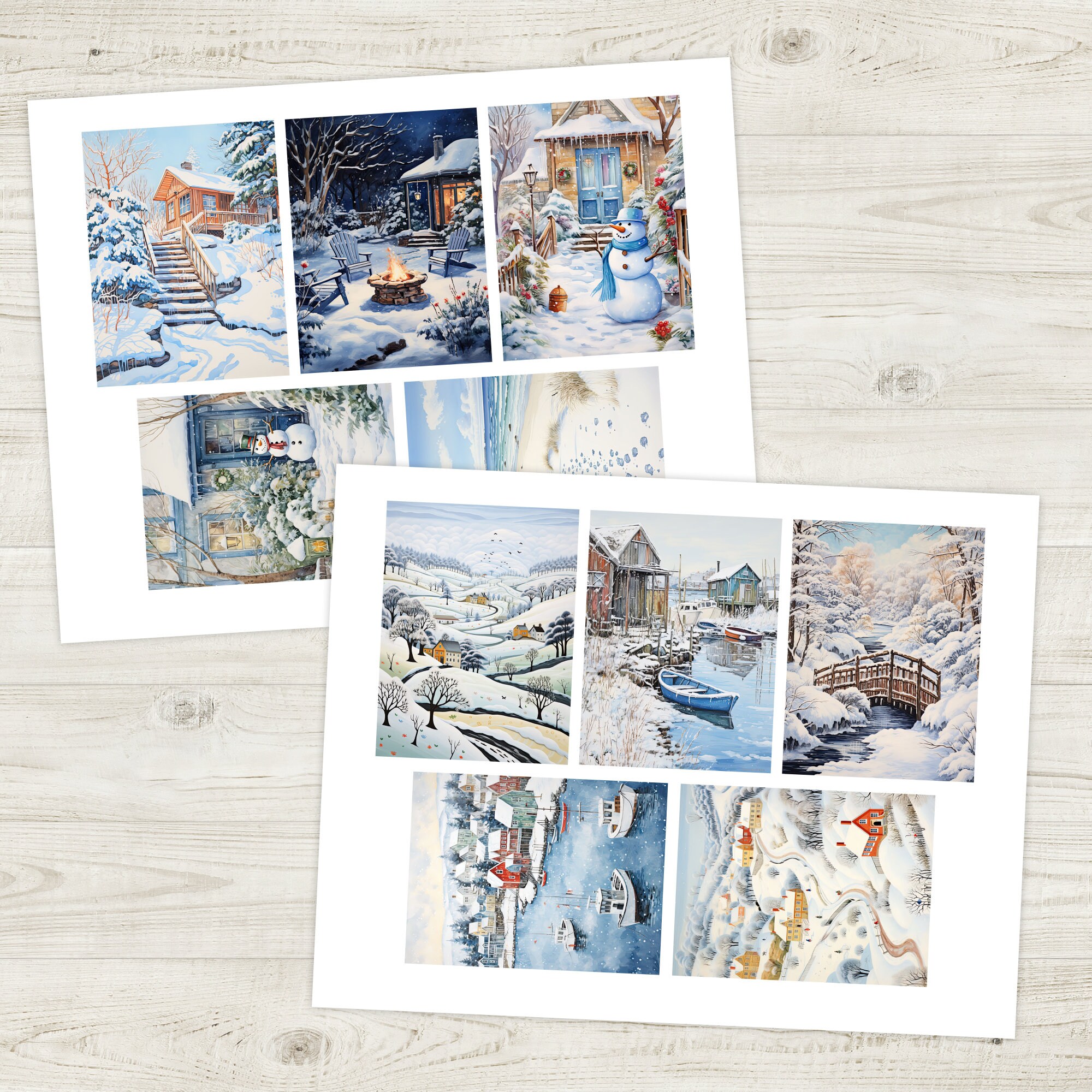 Snowy Scenes Journaling Cards Fussy Cut Sheets, Scrapbooking, Junk ...
