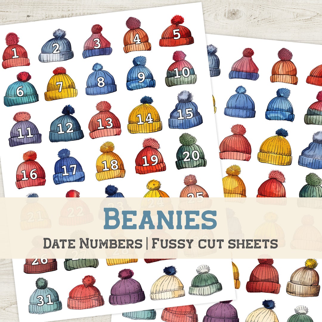Beanies Date Numbers 1-31 Printable Stickers for Bujo and Planners ...