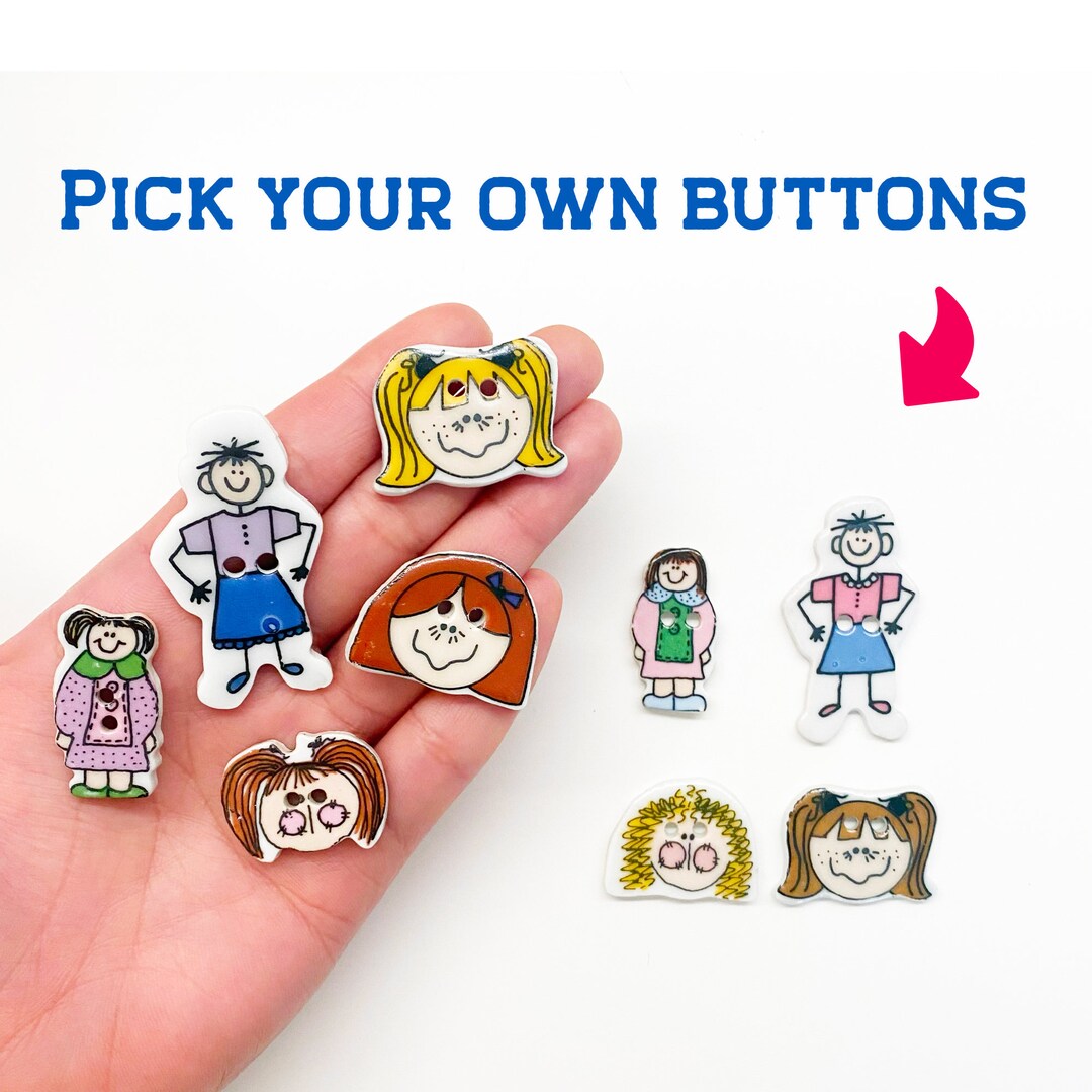 Children Retro Ceramic Buttons | Girls, Kids, Boys, Back to School ...