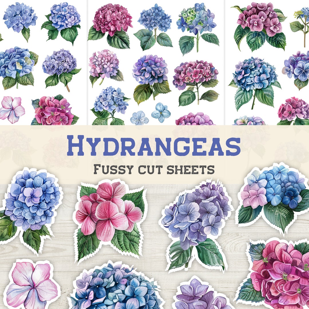 Hydrangeas Fussy Cut Sheets, Ephemera for Journals and Scrapbooks ...