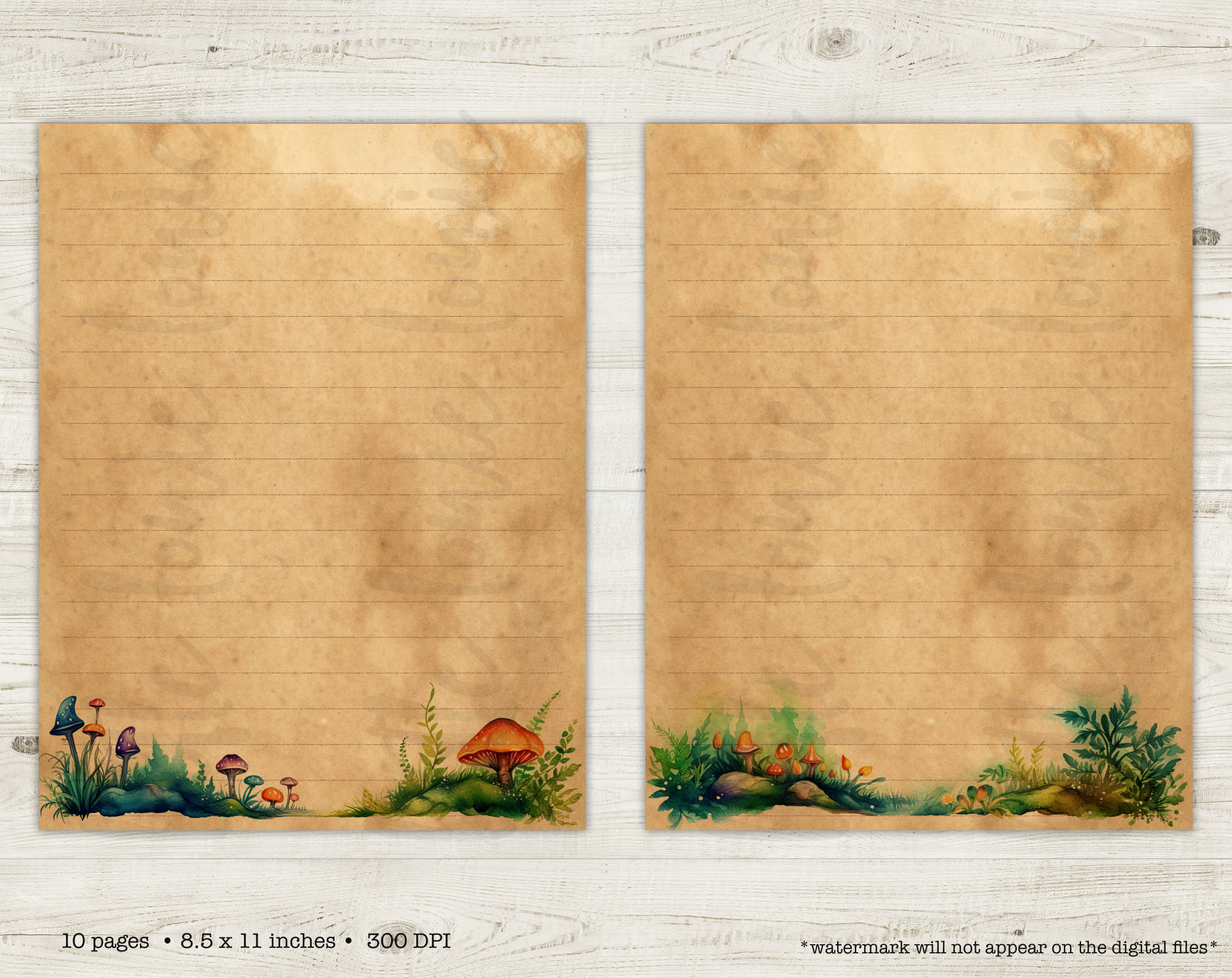 Enchanted Mushroom Garden Journal Pages, Digital Notepad, Vintage ...
